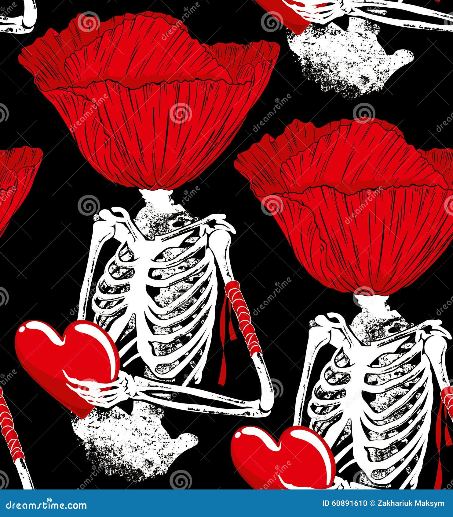 Skeleton poppy stock vector. Illustration of drawn, flower - 60891610