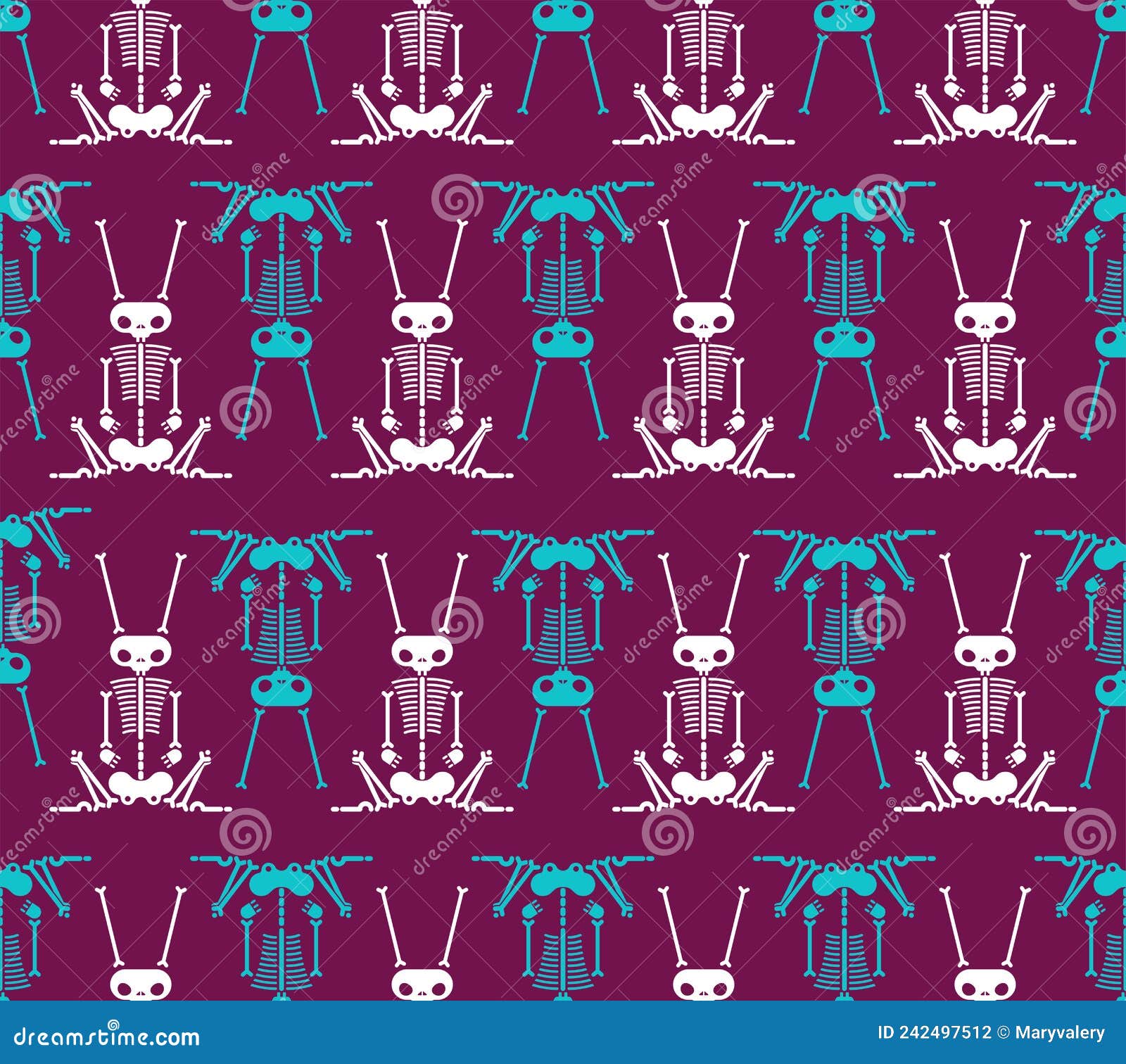 Skeleton Rabbit Pixel Art Pattern Seamless. 8 Bit Skull Hare Background ...