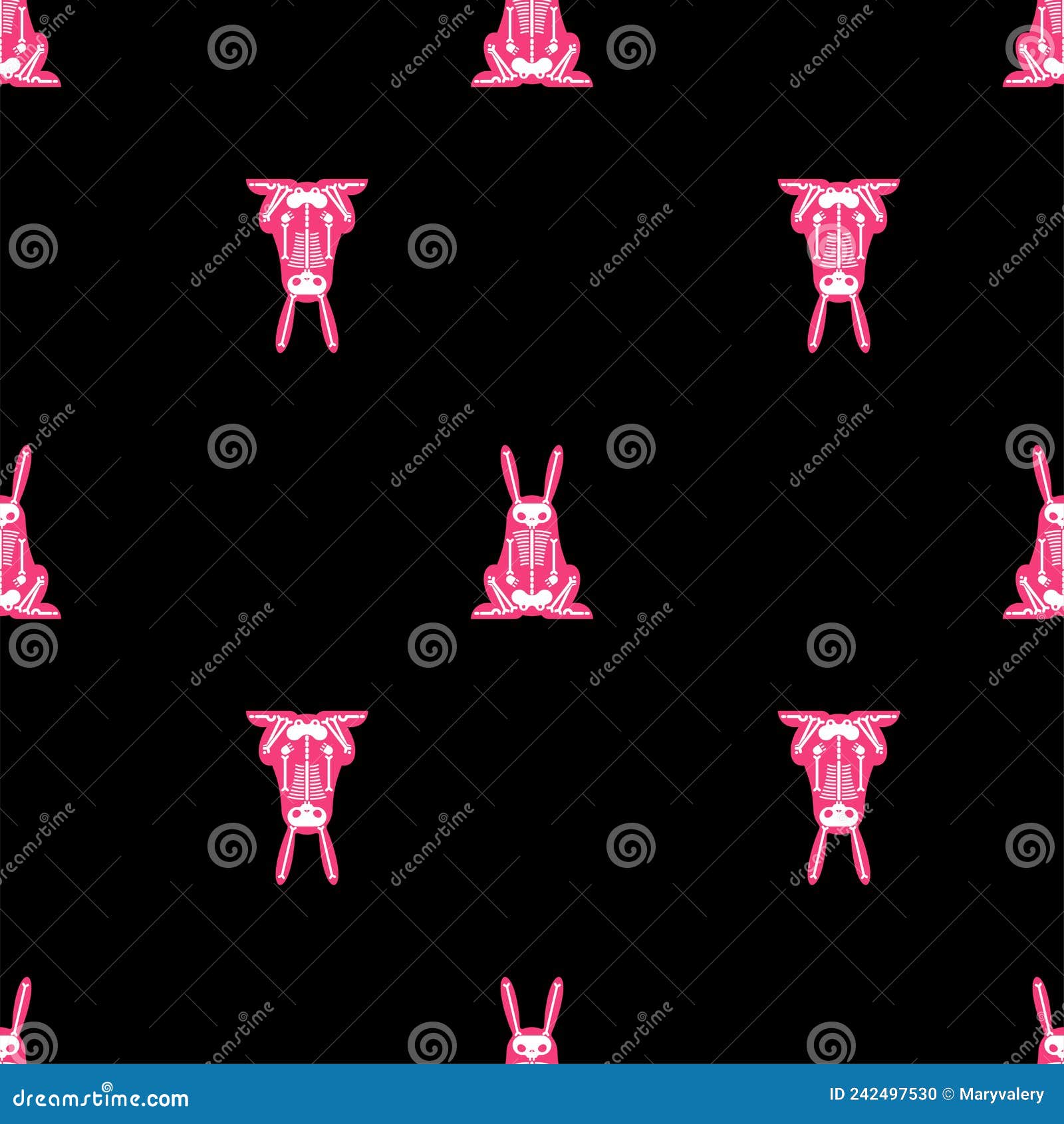 Skeleton Rabbit Pixel Art Pattern Seamless. 8 Bit Skull Hare Background ...