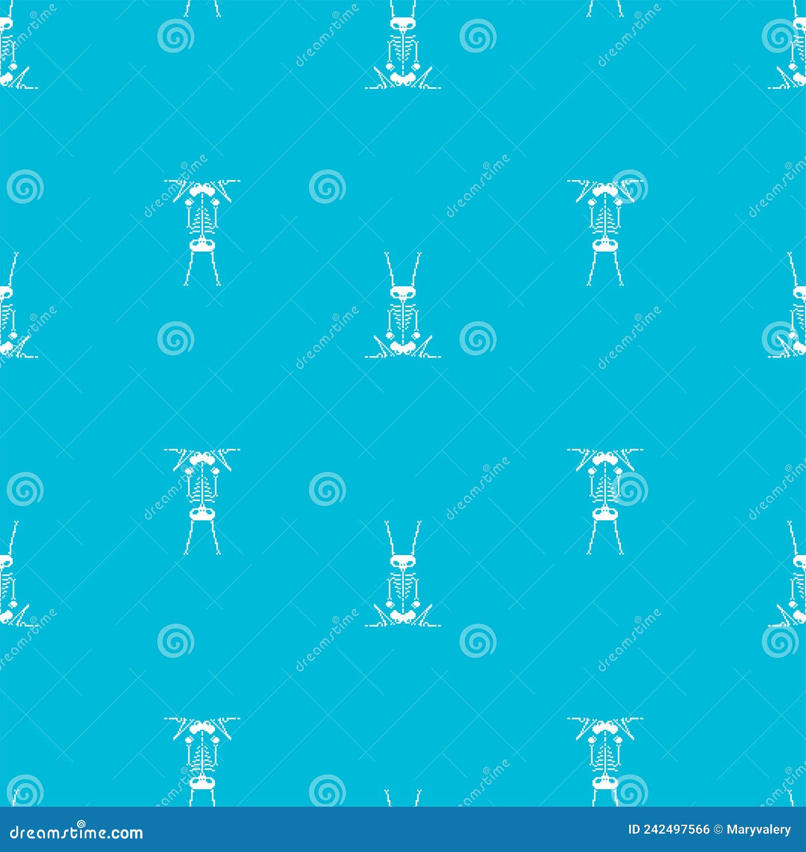 Skeleton Rabbit Pixel Art Pattern Seamless. 8 Bit Skull Hare Background ...