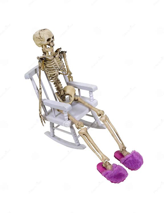 Skeleton Relaxing with Slippers Stock Photo - Image of chair, skeleton ...