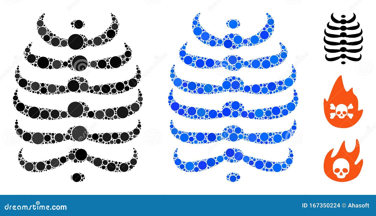 Skeleton Ribs Mosaic Icon of Circle Dots Stock Vector - Illustration of ...