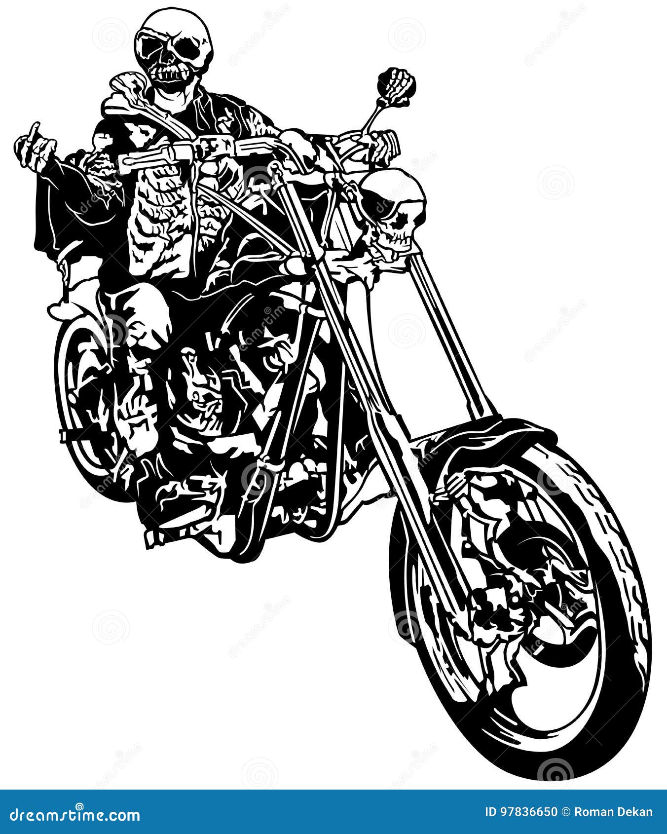 Skeleton Rider Motorcycle Vector Illustration | CartoonDealer.com #53101854
