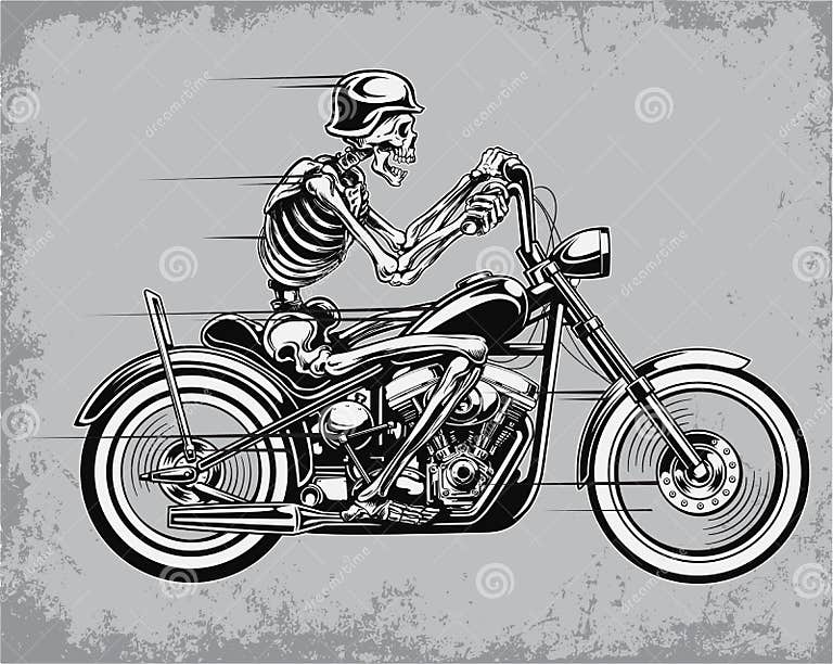 Skeleton Riding Motorcycle Vector Illustration Stock Vector ...