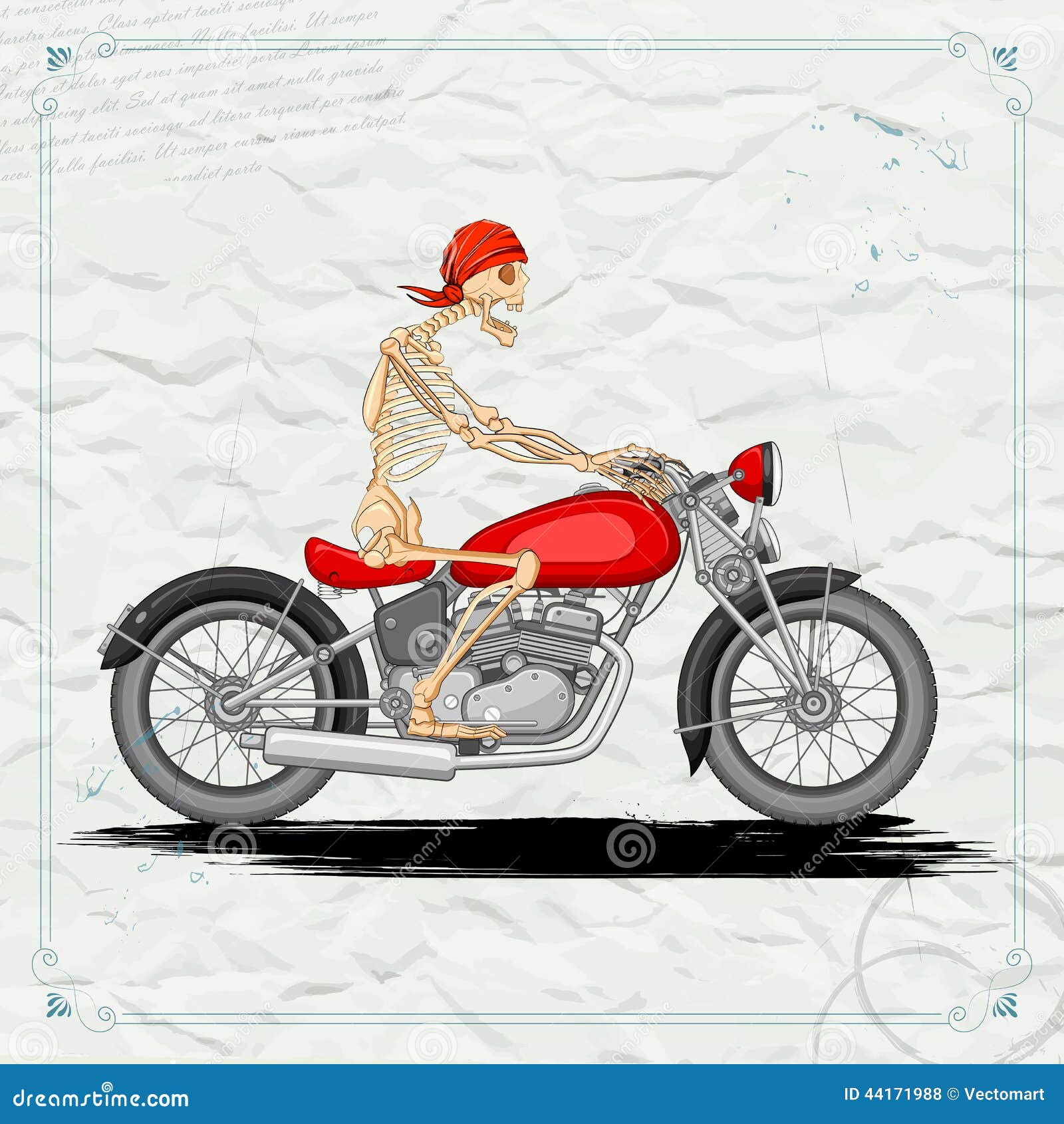 Skeleton Riding Motorcycle Vector Illustration | CartoonDealer.com ...