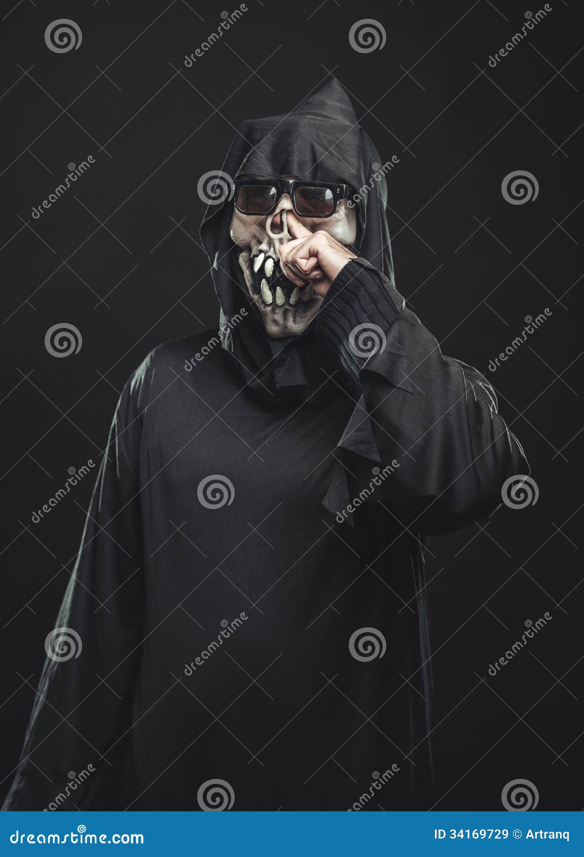 Skeleton in a Robe Picks His Nose Stock Image - Image of bone, cape ...