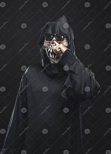 Skeleton in a Robe Picks His Nose Stock Image - Image of bone, cape ...