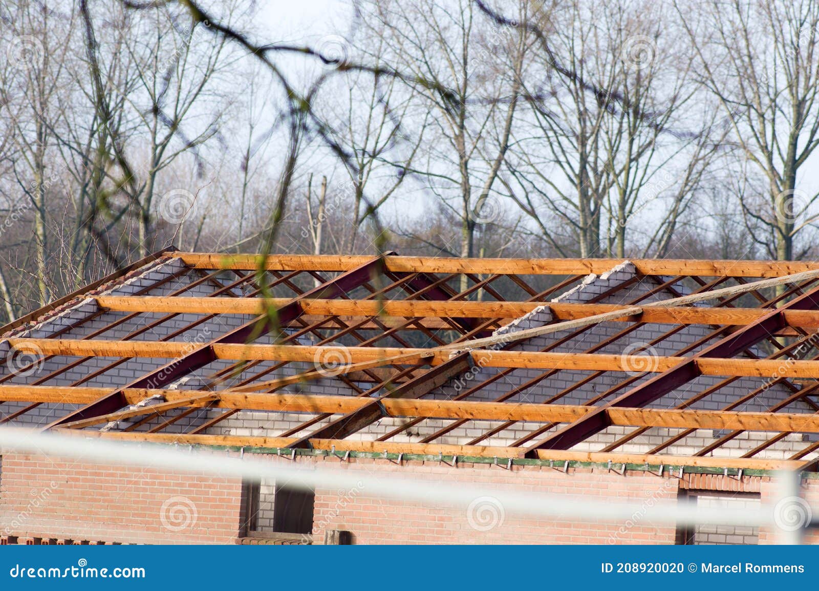 Skeleton of the Roof of a Ruin Stock Photo - Image of home, shack ...