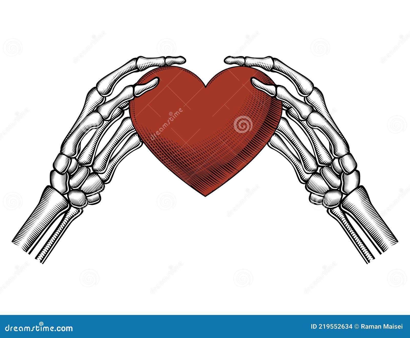 Skeleton Hand Holding Heart Drawing