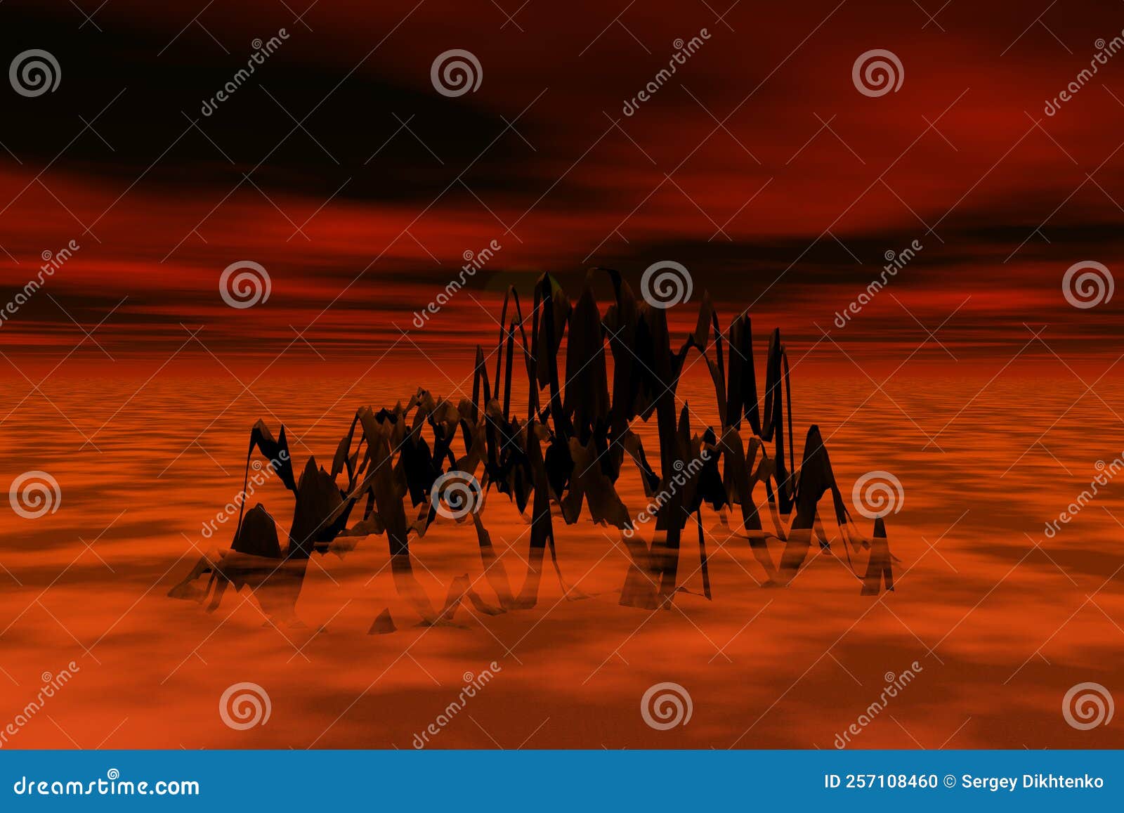 Skeleton-shaped Figure in a Surreal Red Landscape 3d Rendering Stock ...
