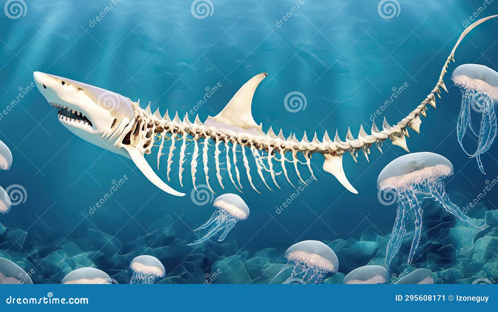 A skeleton shark stock illustration. Illustration of skeleton - 295608171
