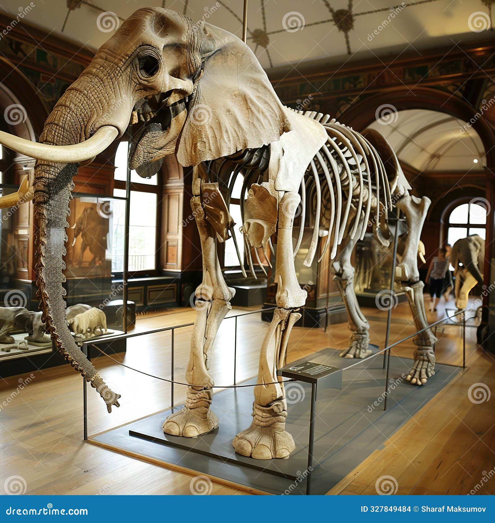 A Skeleton Showcasing an Elephant is Exhibited within a Museum Stock ...