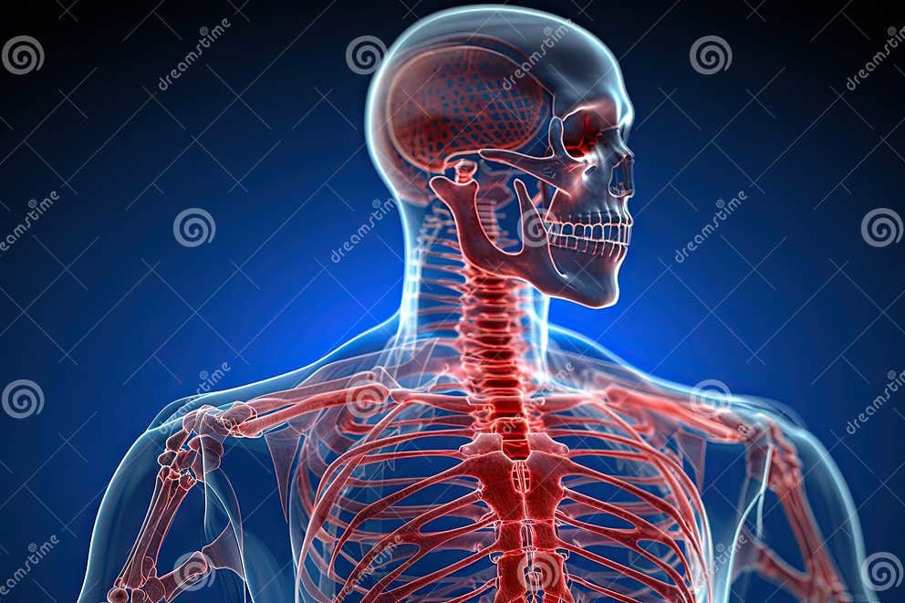 A Skeleton is Shown with the Skeleton Highlighted in Red Created with ...