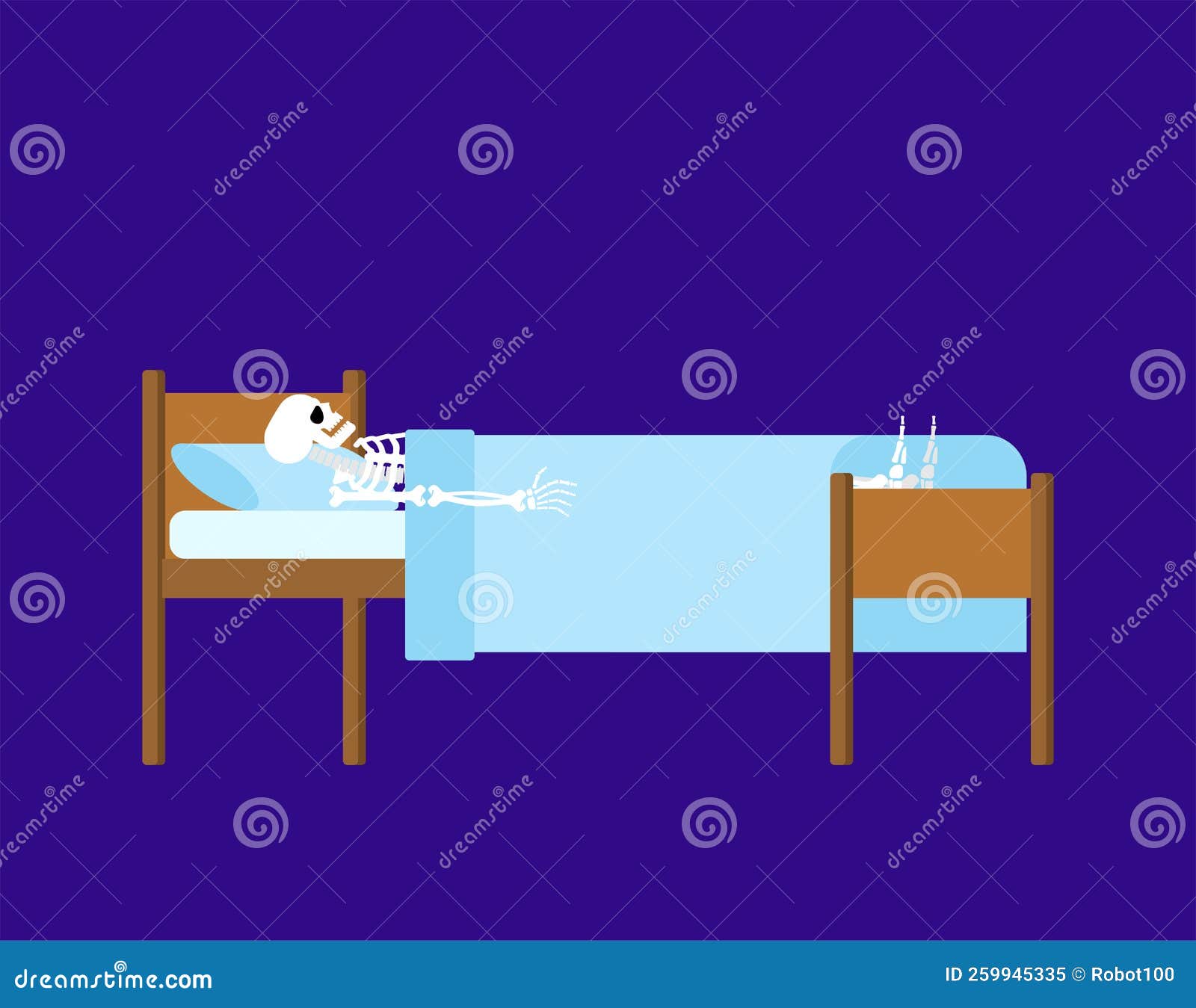 Skeleton Sleeping in Bed. Vector Illustration Stock Vector ...