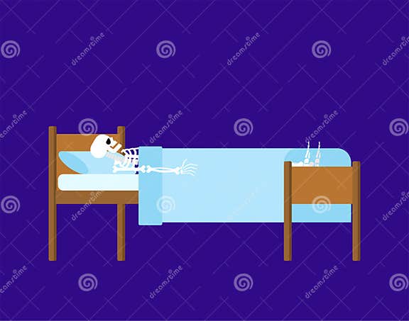 Skeleton Sleeping in Bed. Vector Illustration Stock Vector ...