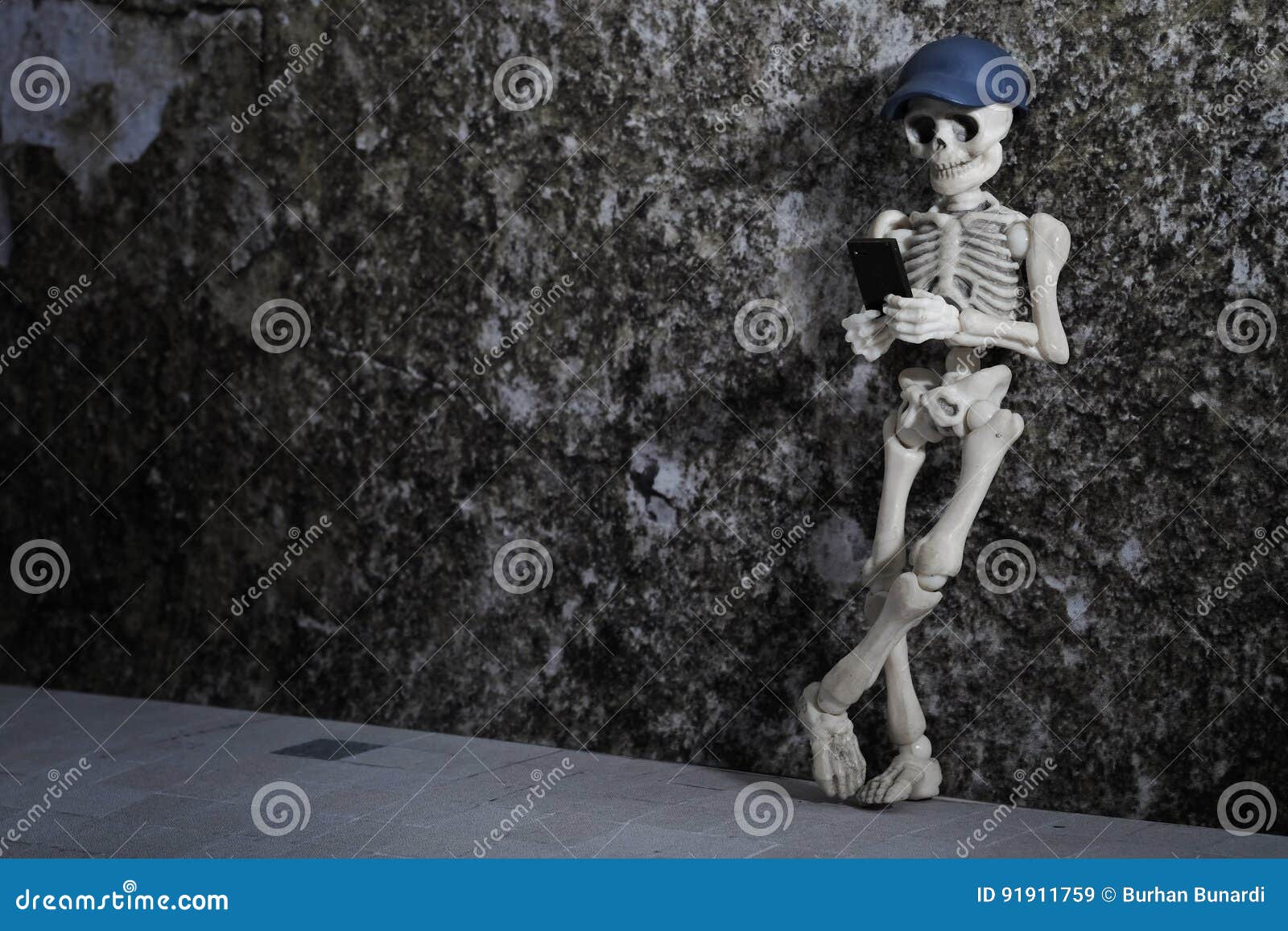 Skeleton and smartphone stock image. Image of abstract - 91911759