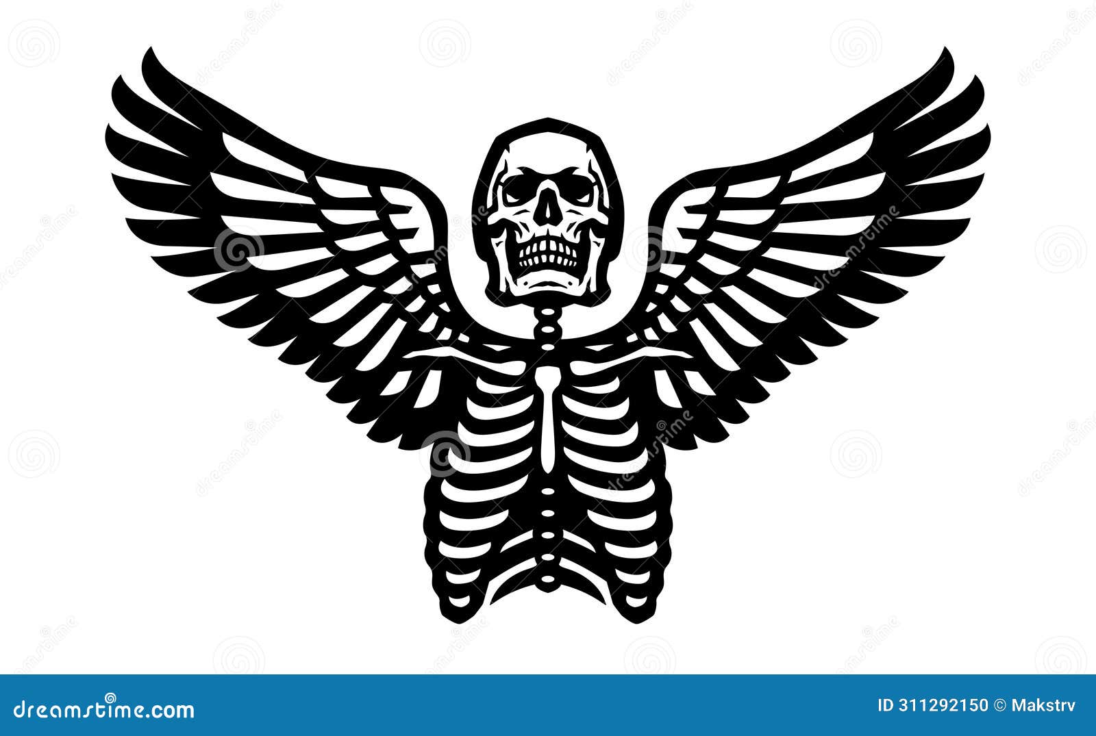 Skeleton with Spread Wings. Stock Vector - Illustration of isolated ...