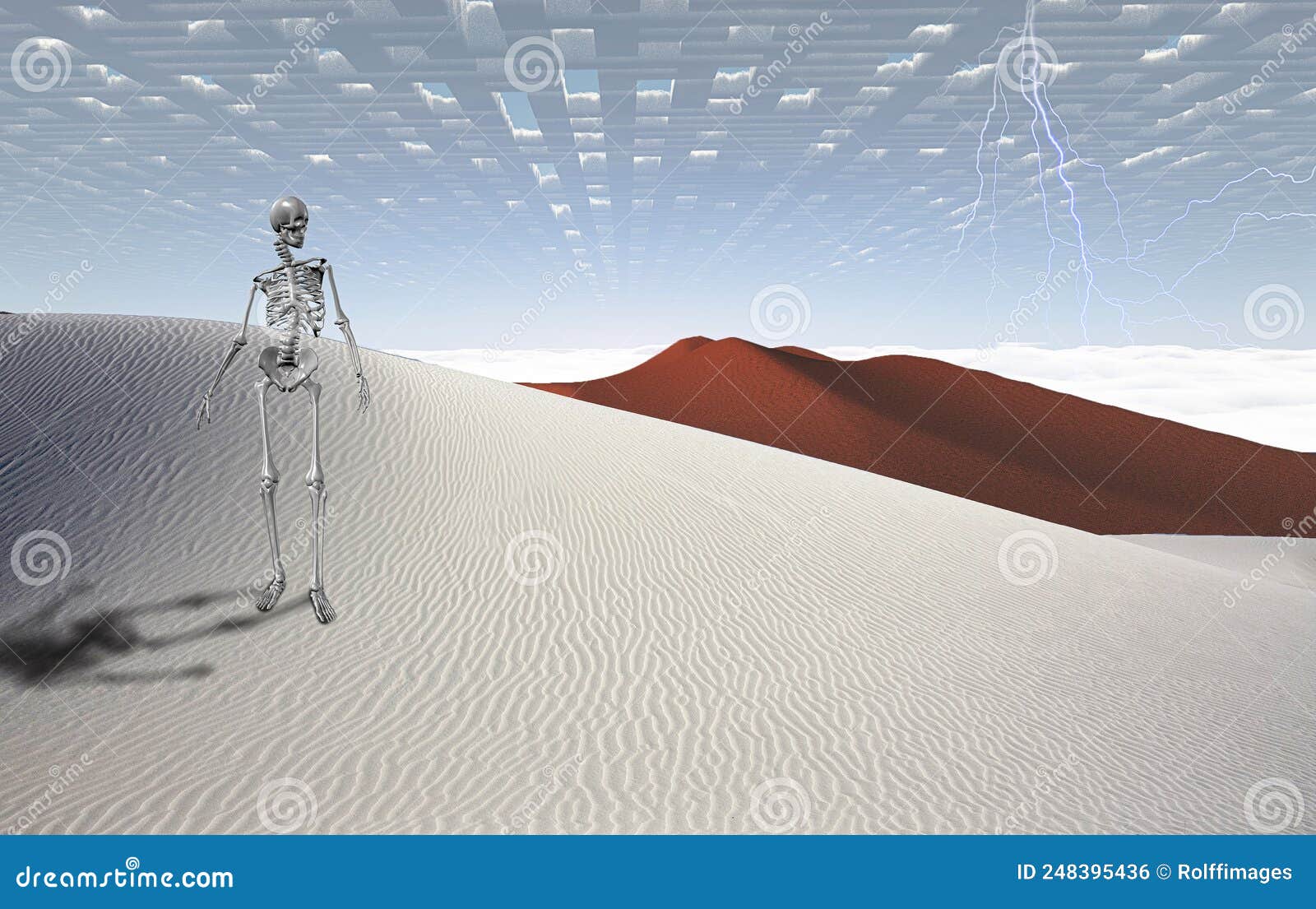 Skeleton In The Desert - 3D Render Royalty-Free Stock Photo ...