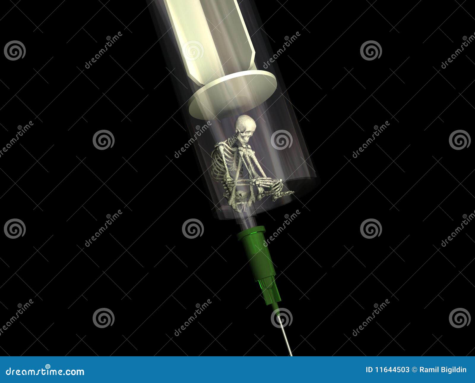 Skeleton and syringe stock illustration. Illustration of fatal - 11644503