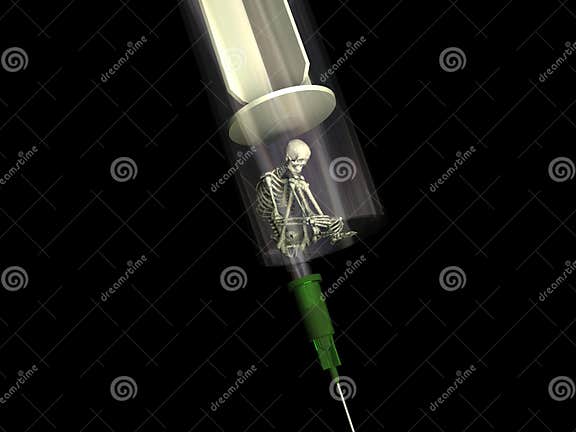 Skeleton and syringe stock illustration. Illustration of fatal - 11644503