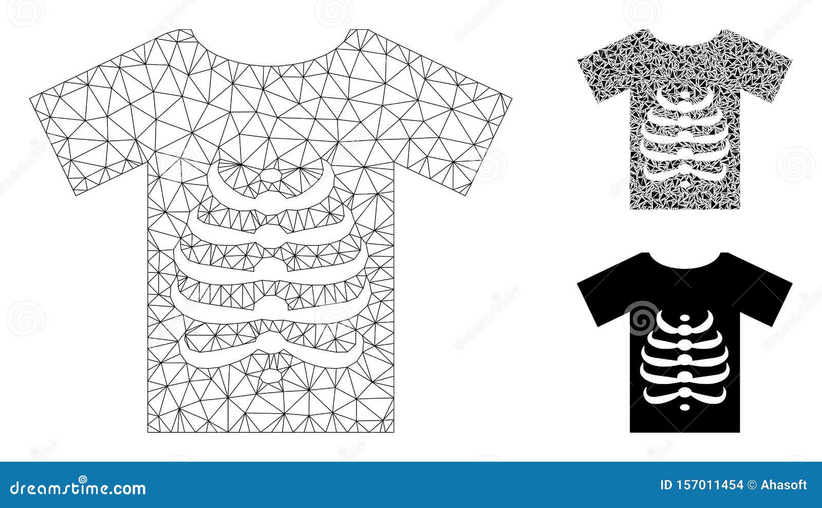 Skeleton T Shirt Vector Mesh Carcass Model And Triangle Mosaic Icon