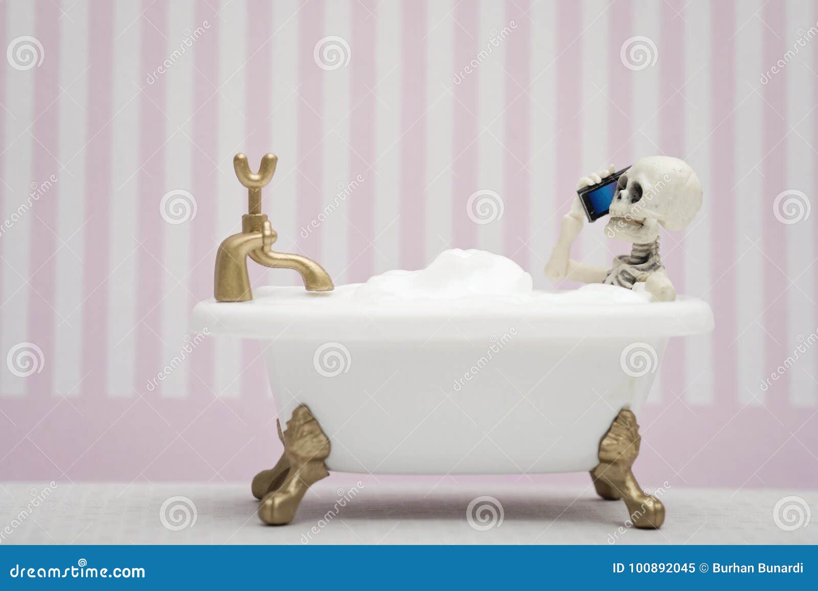 Skeleton Chatting while Bathing Stock Image - Image of businessman ...