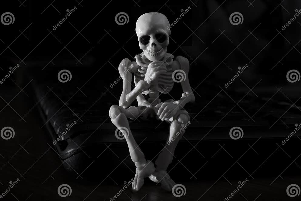 Skeleton - thinker pose stock image. Image of skeleton - 48798043