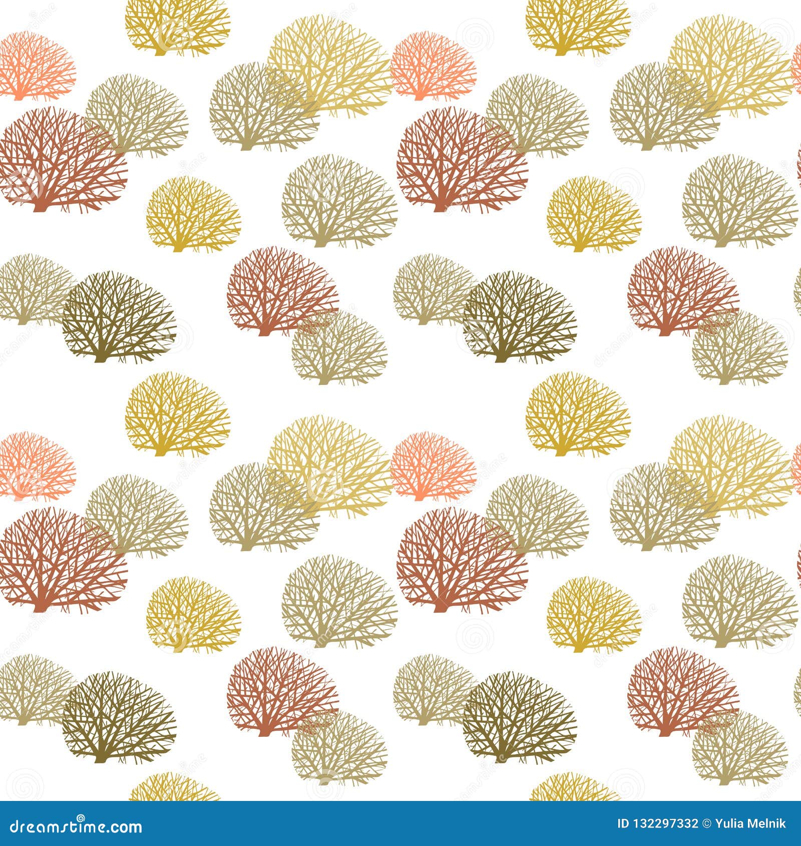 Skeleton Trees Silhouettes of Different Colors Seamless Pattern. Vector ...