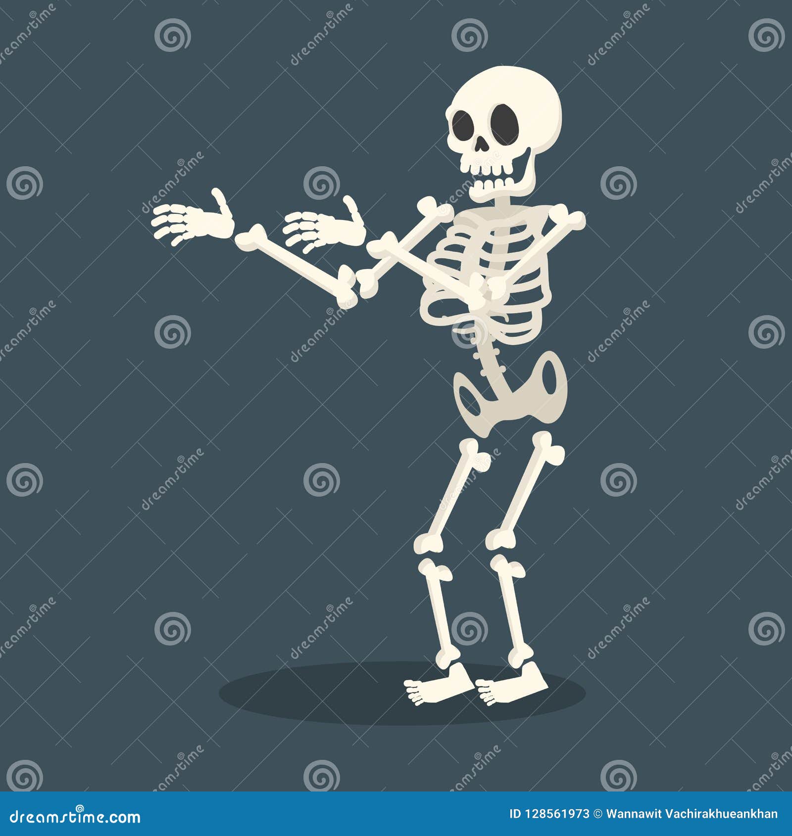 Skeleton Vector flat style stock vector. Illustration of neck - 128561973