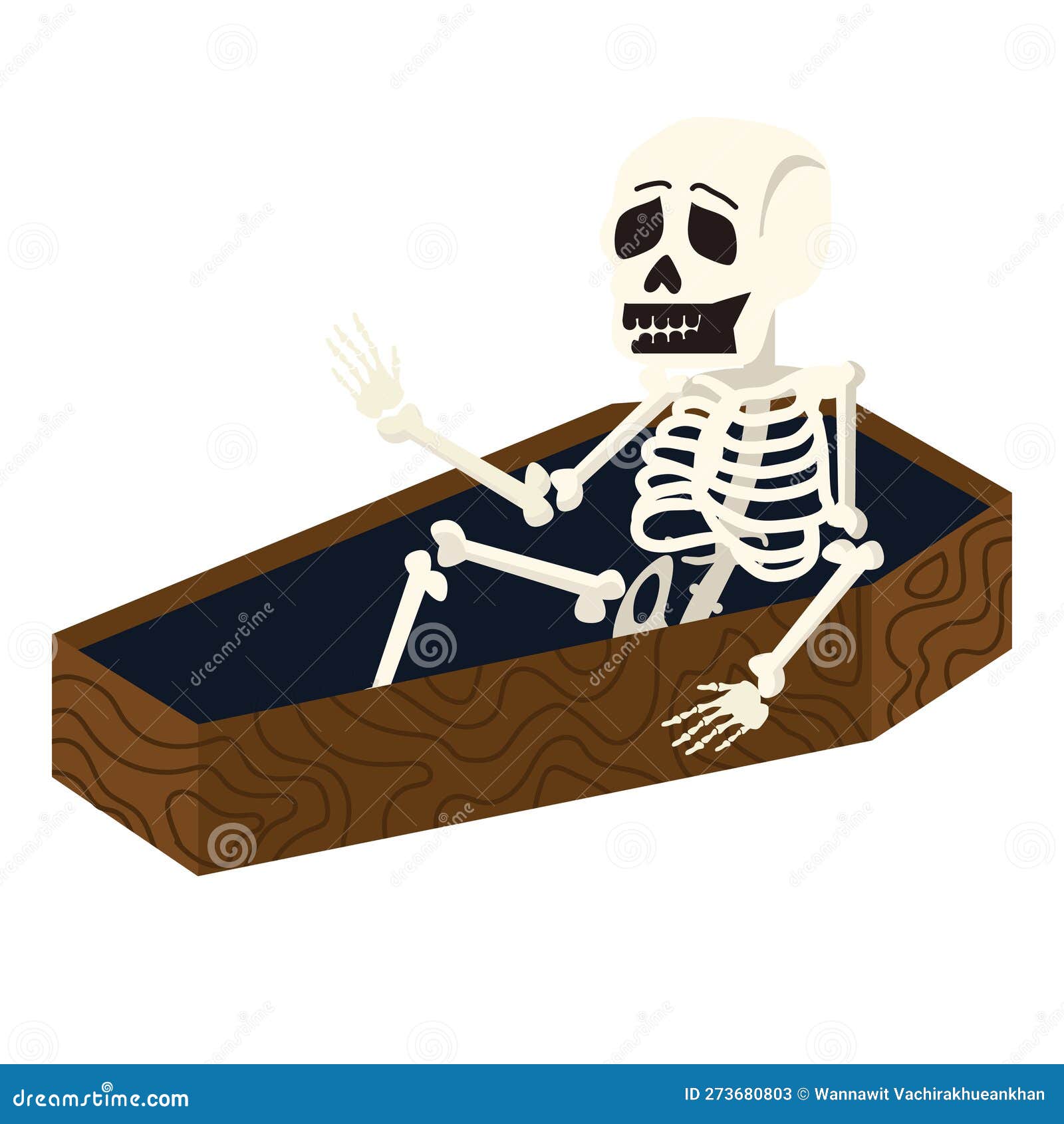 Skeleton Wake Up in Coffin Doodle Stock Vector - Illustration of ...