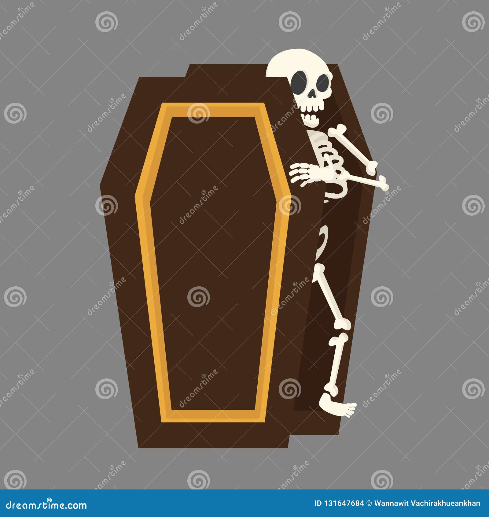 Skeleton Wake Up in Coffin Vector Flat Style Stock Vector ...