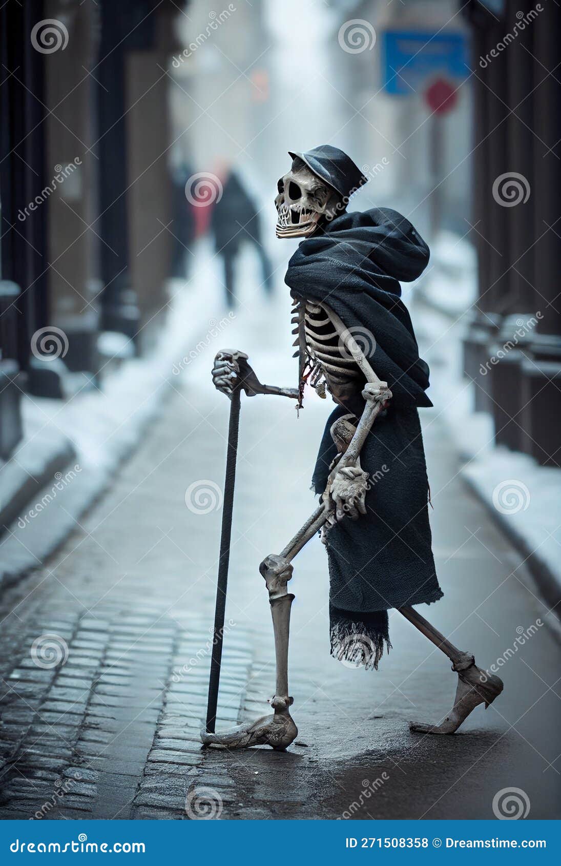 Skeleton Walks Around the City. AI Generated Stock Illustration ...