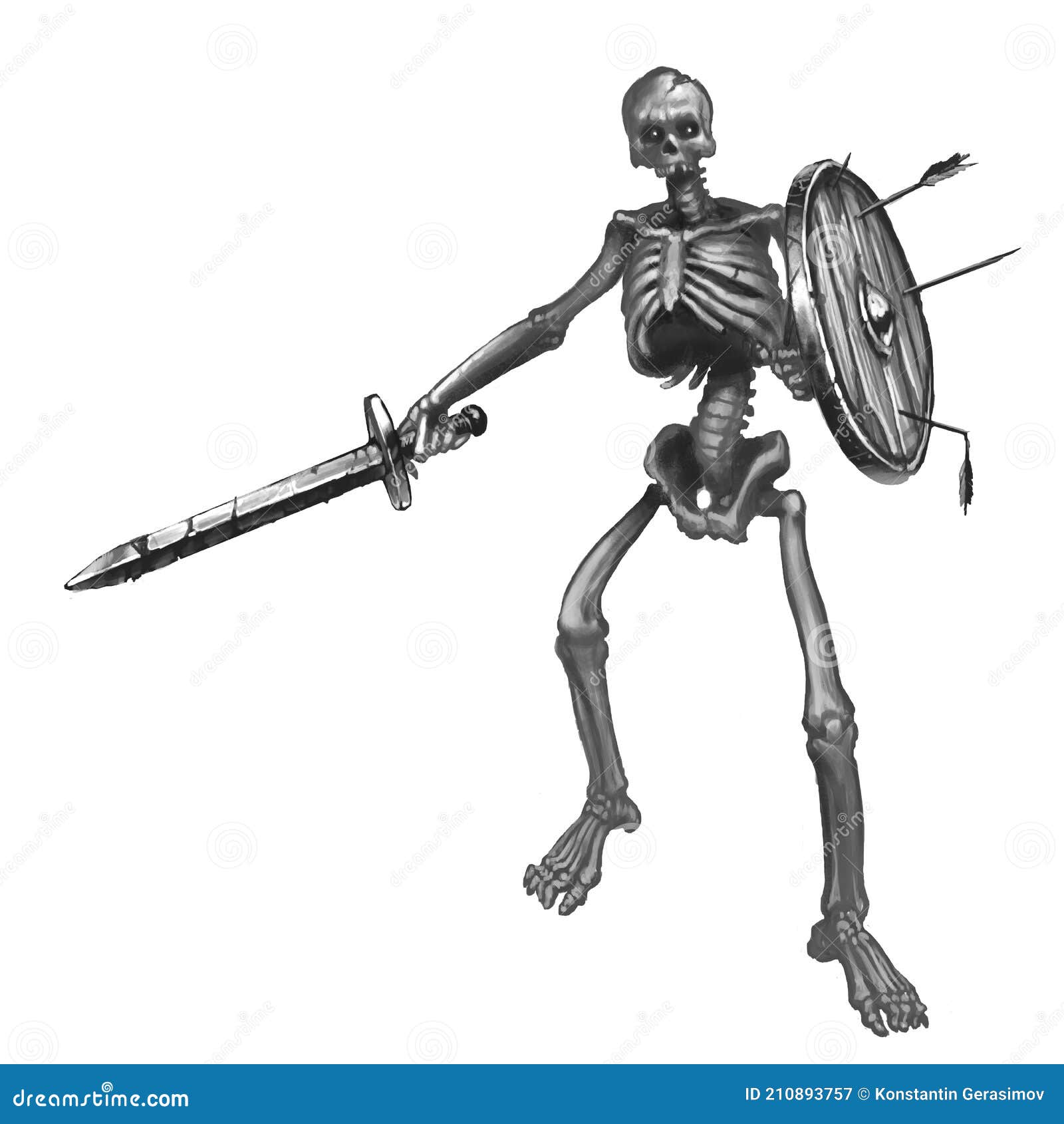 Skeleton Warrior with Sword and Shield. Stock Illustration ...