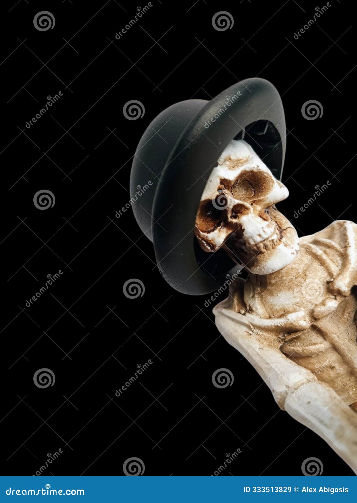 Skeleton Wearing a Hat on a Black Background Stock Image - Image of ...