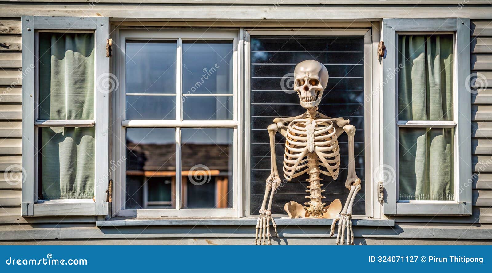 Skeleton In The Window. Old Doors Of Valletta, Florians, Birgu, Kalkars ...