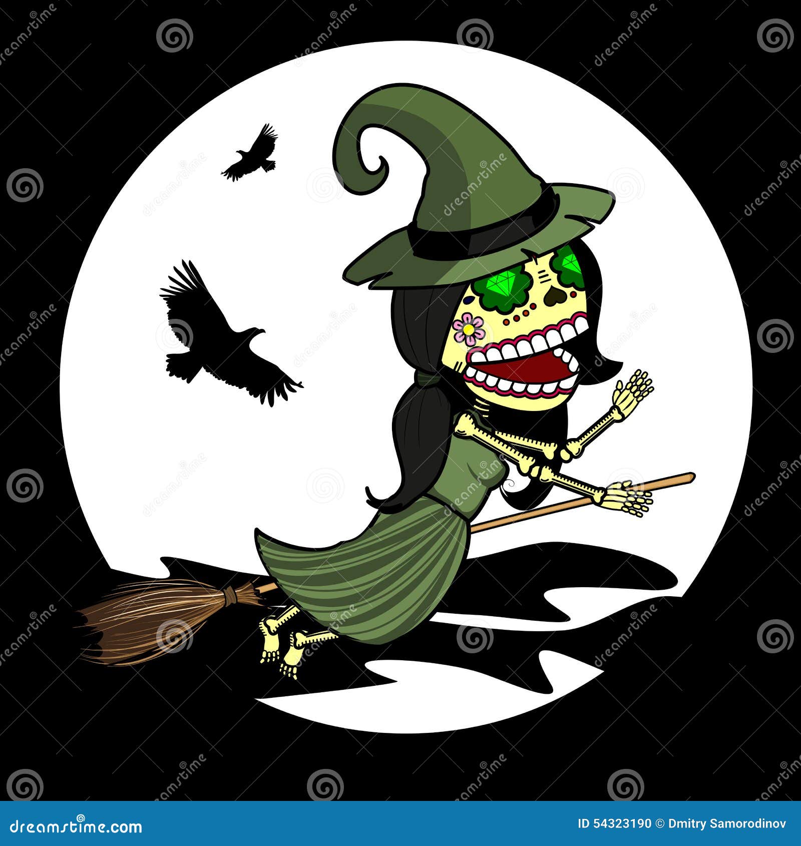 Skeleton Witch stock illustration. Illustration of magician - 54323190