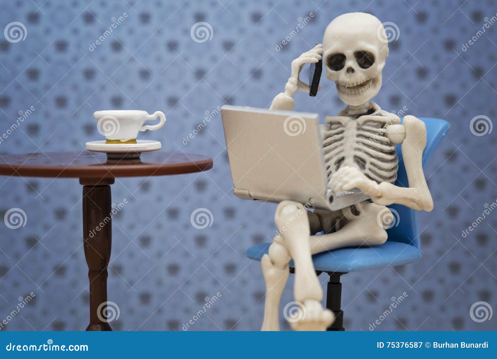 Skeleton works stock image. Image of phone, anatomy, death - 75376587