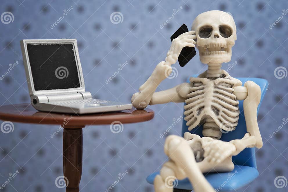 Skeleton works stock image. Image of smartphone, anatomy - 75376641