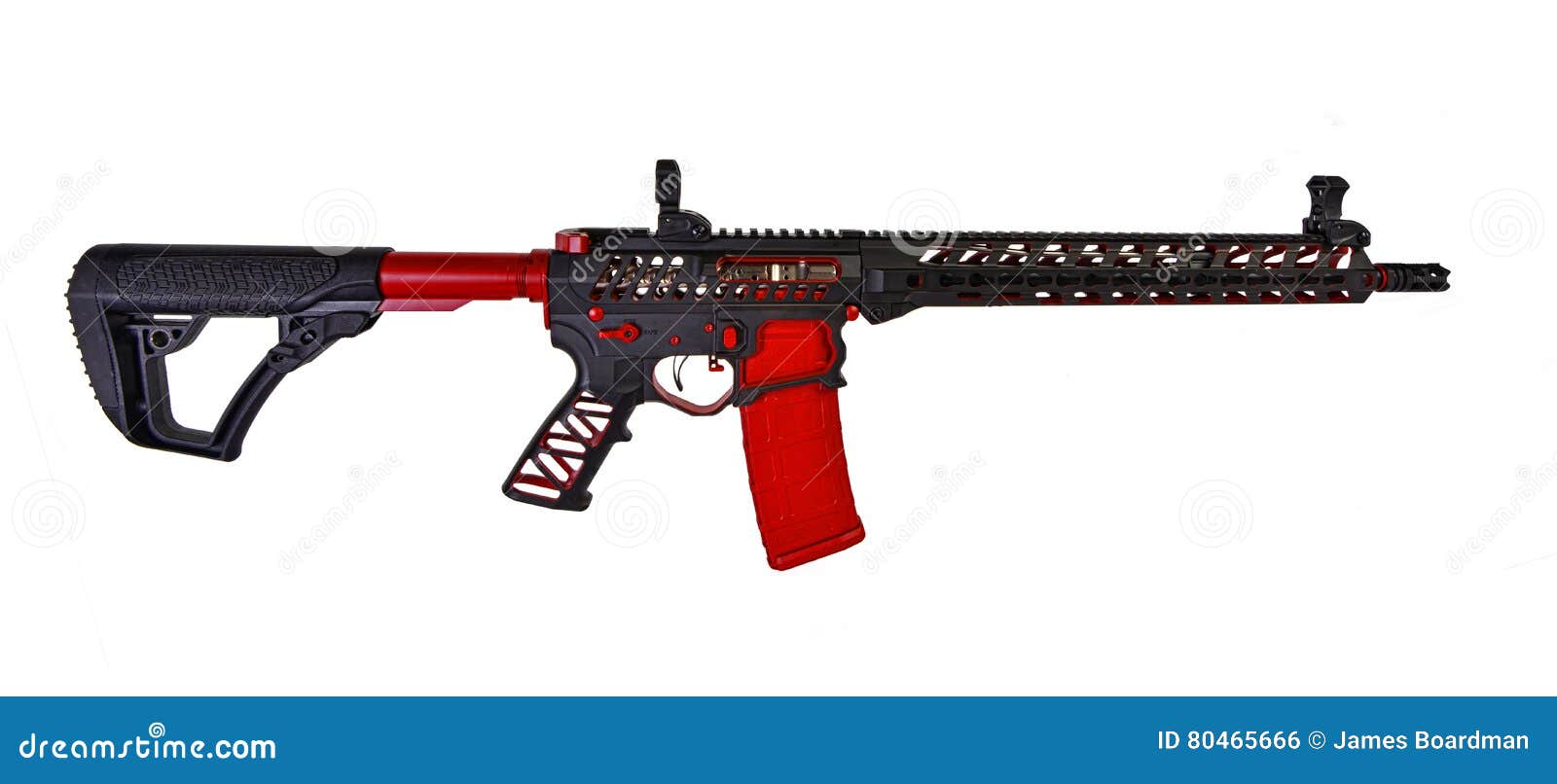 Skeletonized AR15 Rifle in Black and Red. Stock Photo - Image of ...