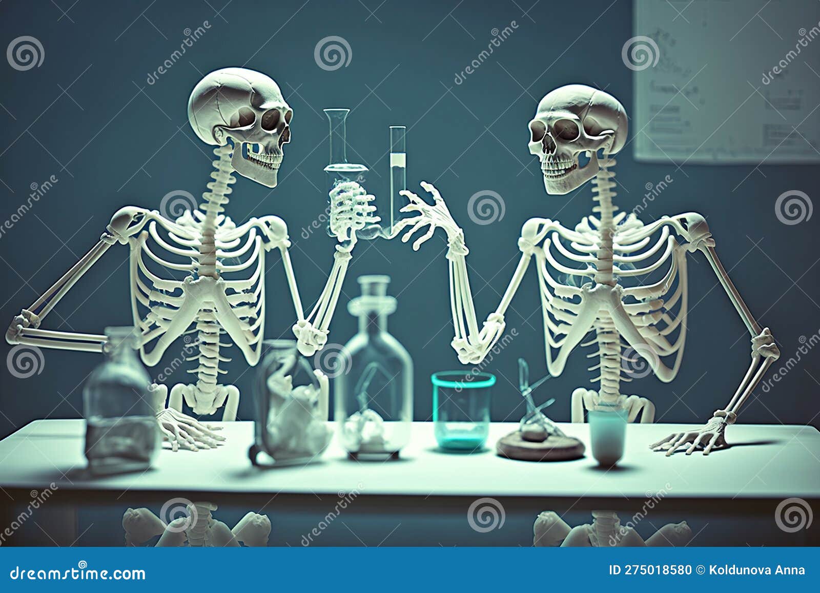 Skeletons Dressed As Scientists Make a Crazy Experiment, Created with ...