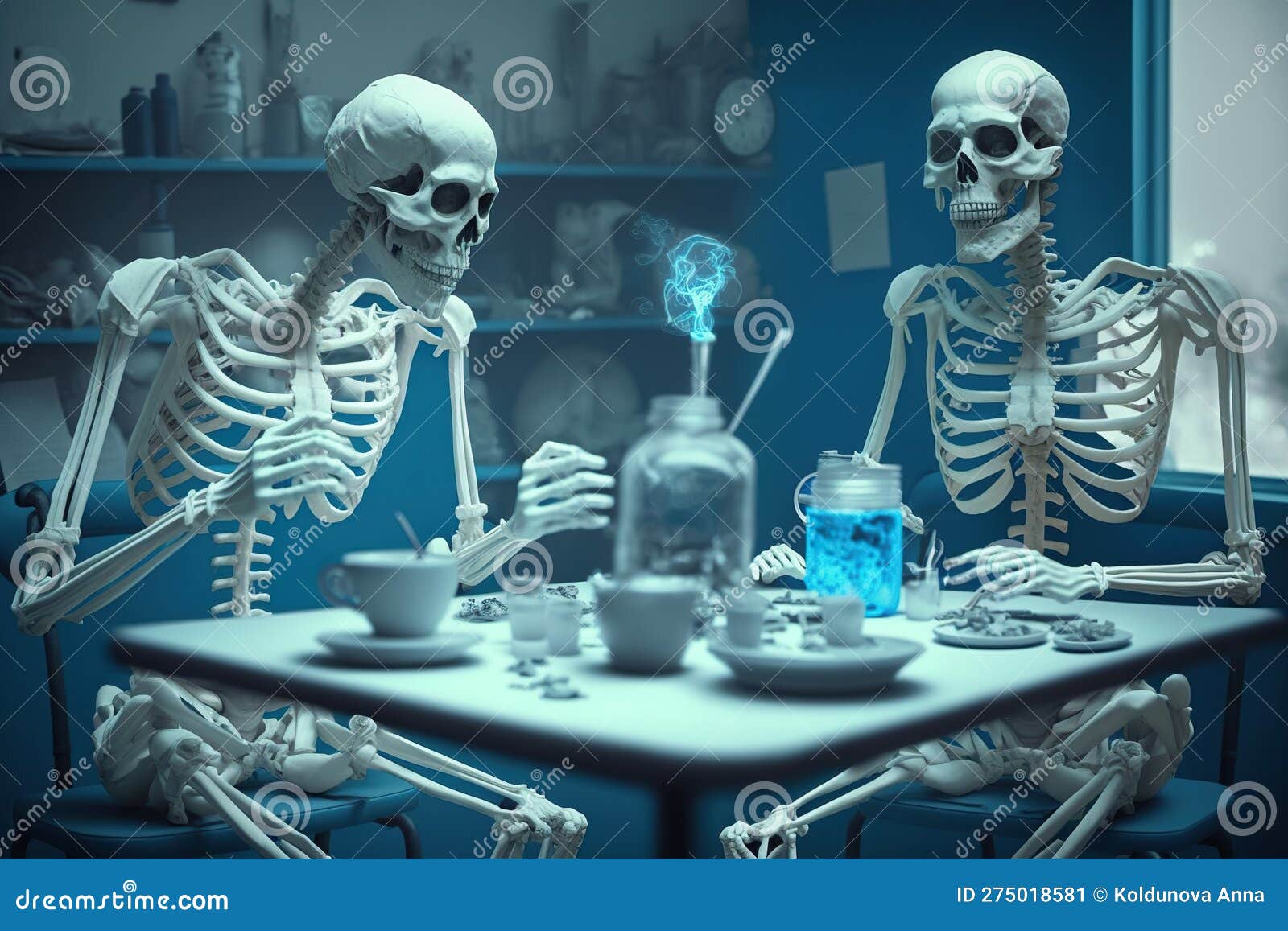 Skeletons Dressed As Scientists Make a Crazy Experiment, Created with ...