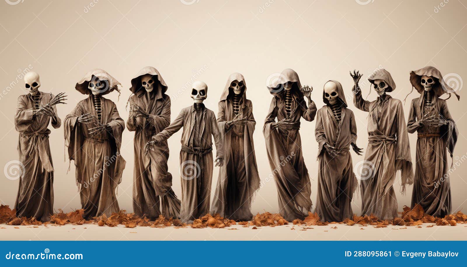 Skeletons in Halloween Costumes - AI Generated Image Stock Illustration ...