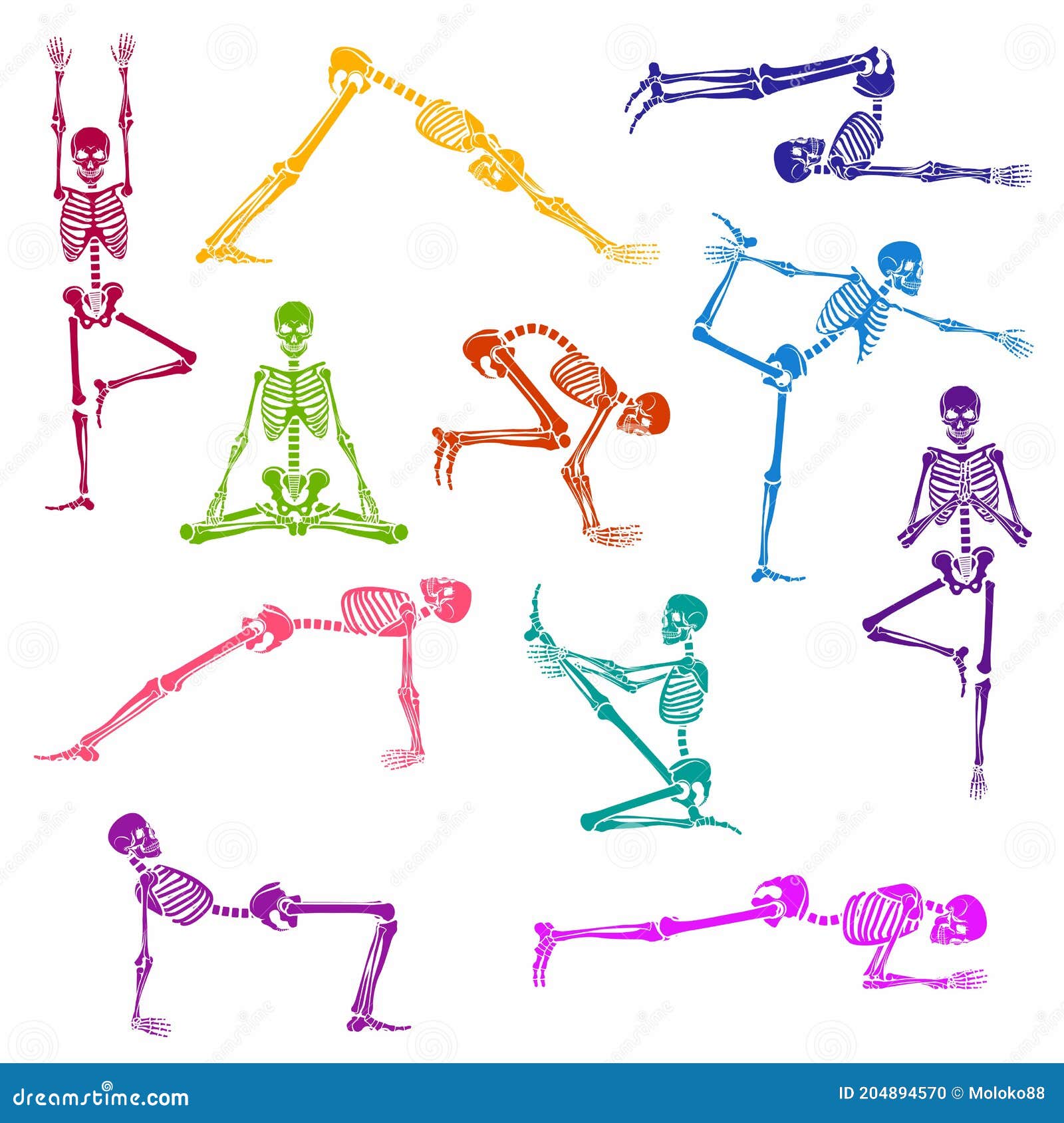 Skeletons in a Yoga Pose. Seamless Pattern. Vector Illustration. Stock ...
