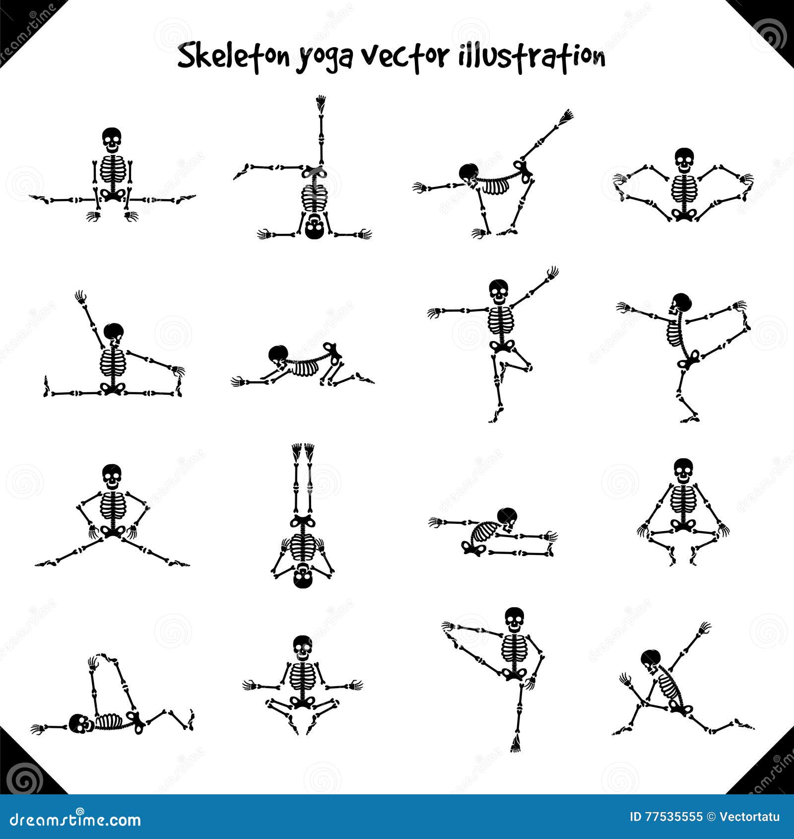 Skeletons in yoga poses stock vector. Illustration of skeletons - 77535555