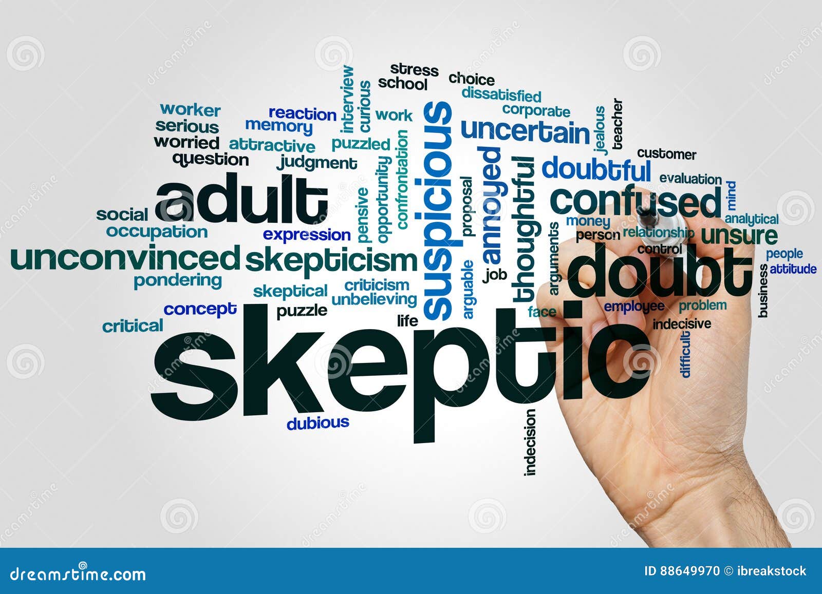 Skeptic word cloud stock photo. Image of people, corporate - 88649970