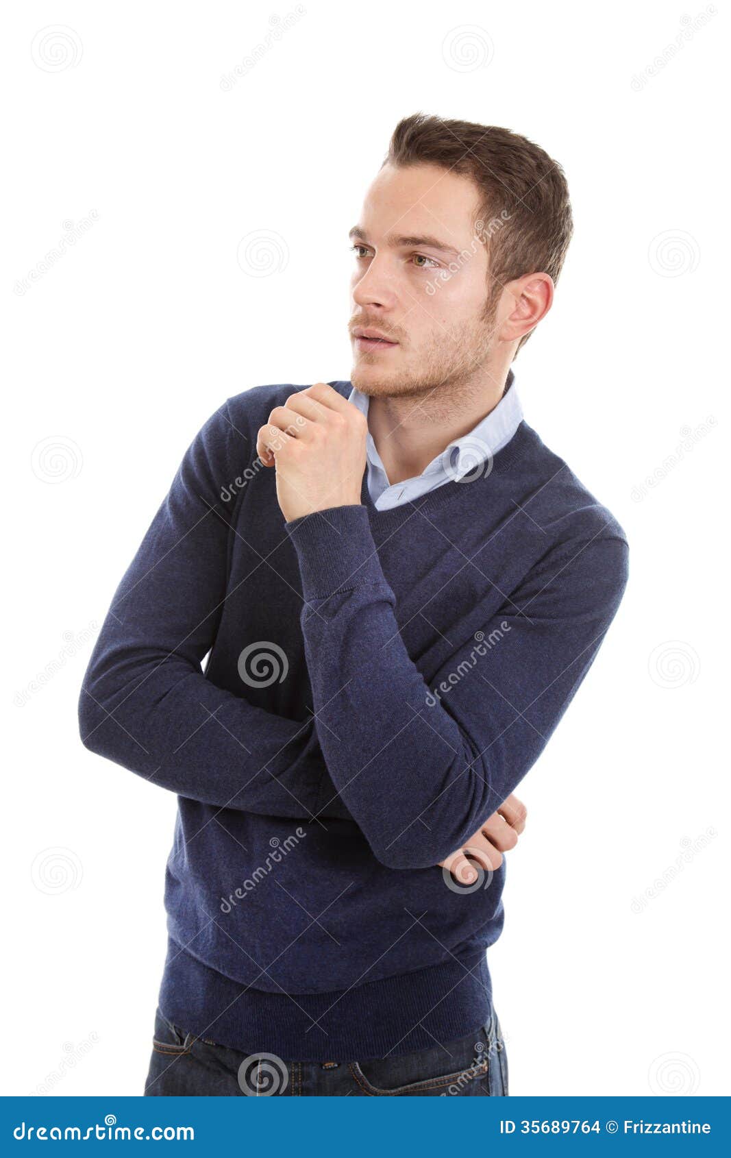 Skeptical Attractive Young Man - Isolated on White Stock Photo - Image ...