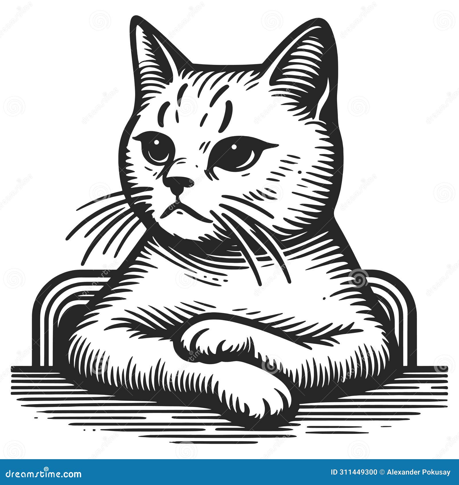 Skeptical Cat Sketch Vector Illustration Stock Vector - Illustration of ...