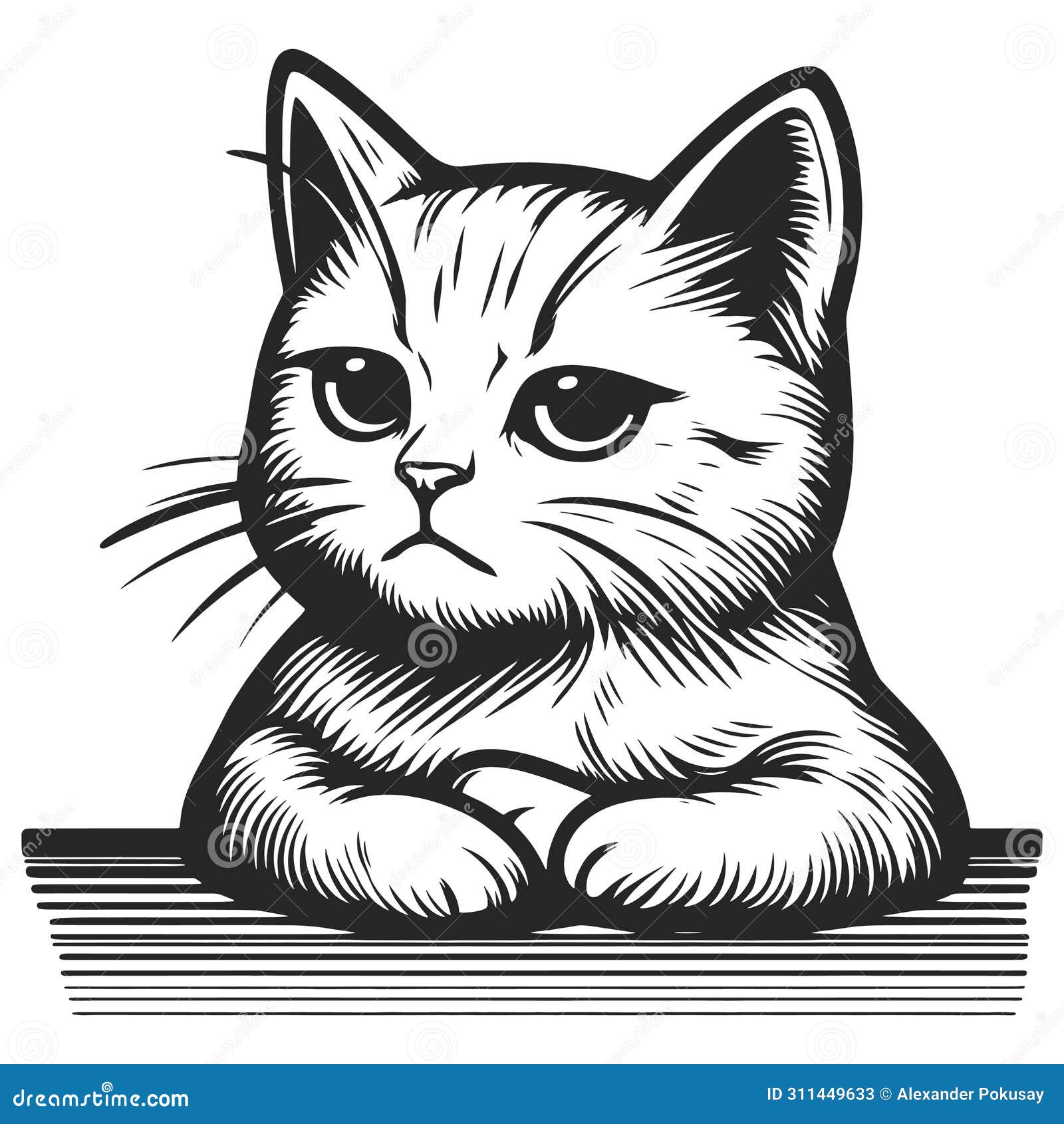 Skeptical Cat Sketch Vector Illustration Stock Vector - Illustration of ...
