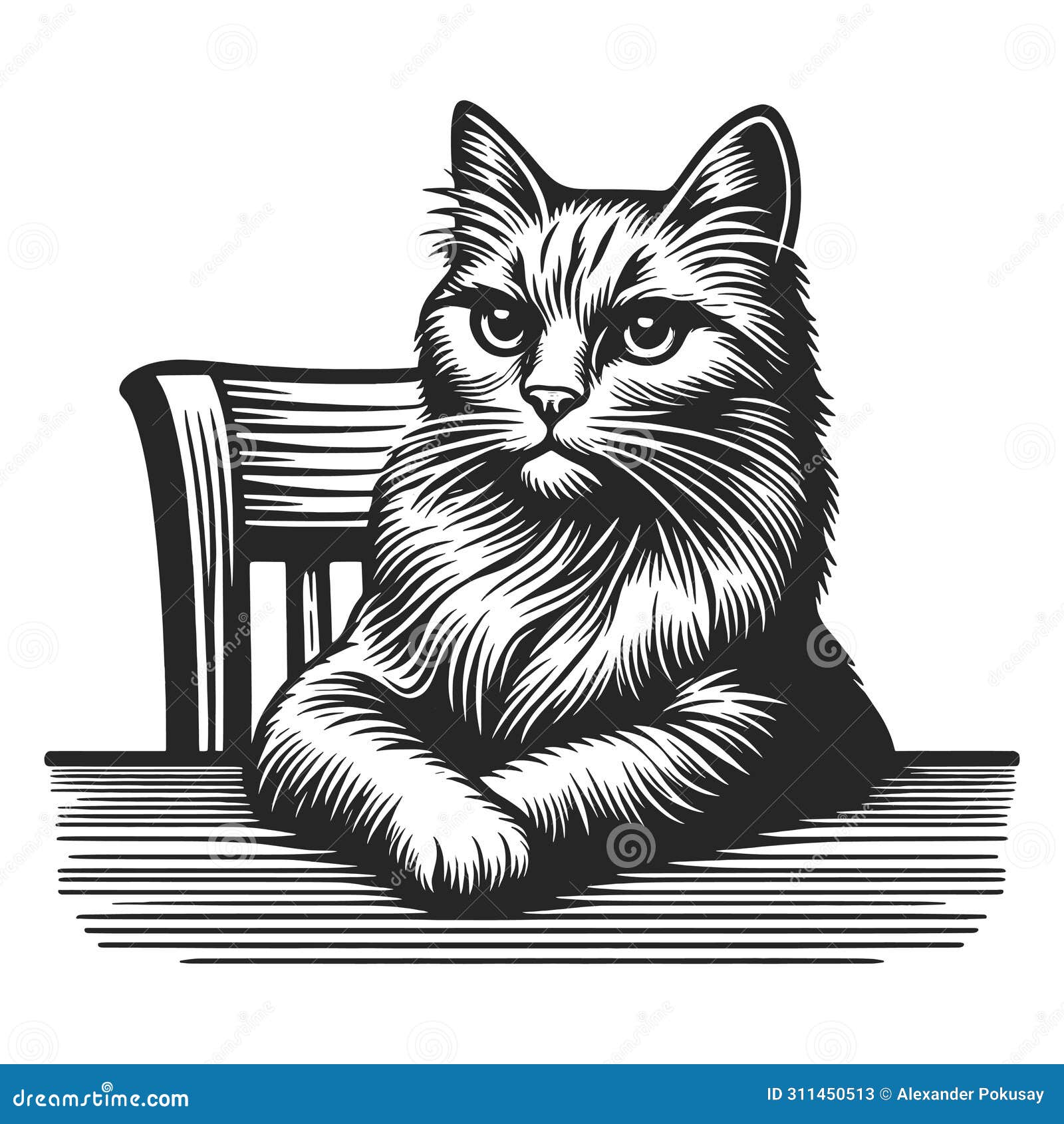 Skeptical Cat Sketch Vector Illustration Stock Illustration ...