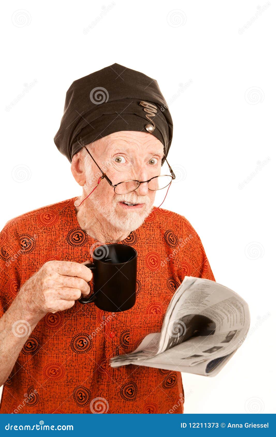 Skeptical New Age Man with Cioffee Stock Image - Image of friendly ...